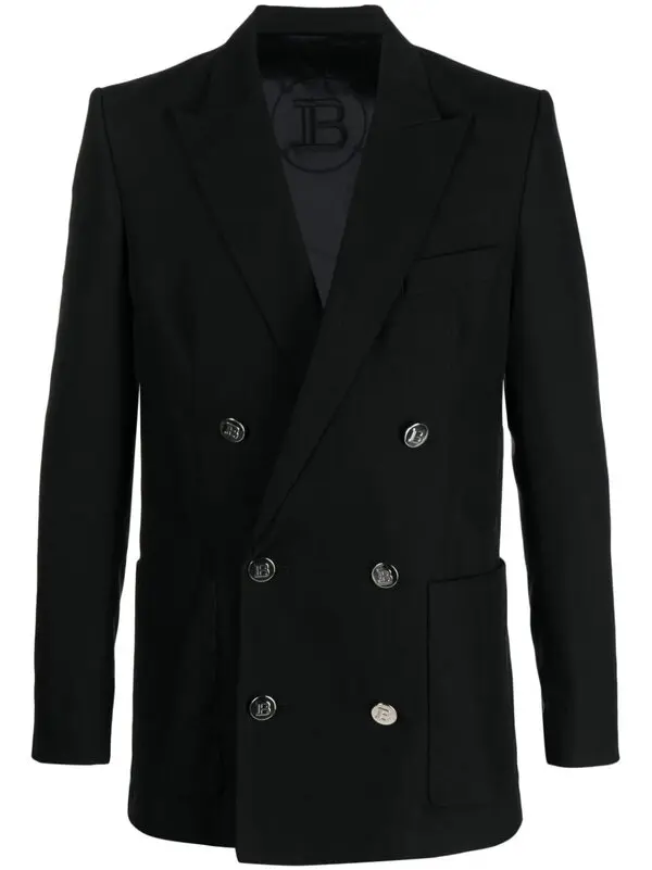 Balmain Double-breasted Cotton Blazer - Black