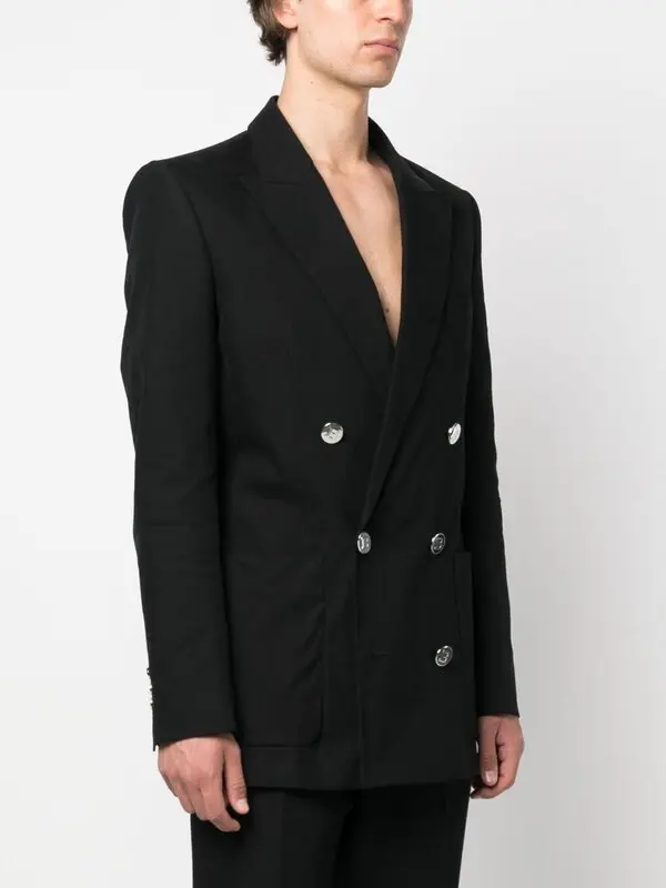 Balmain Double-breasted Cotton Blazer - Black