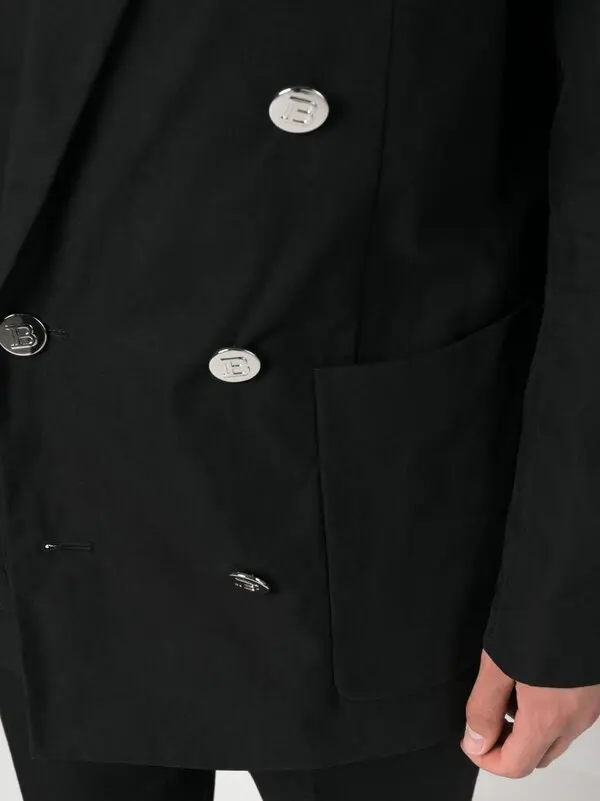 Balmain Double-breasted Cotton Blazer - Black