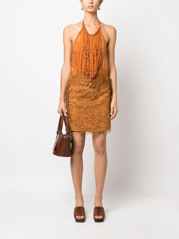 Alberta Ferretti Floral-lace Mini Skirt
