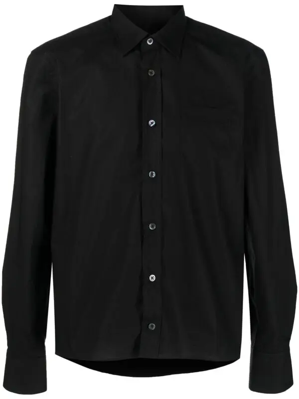Raf Simons Logo-patch Long-sleeve Cotton Shirt