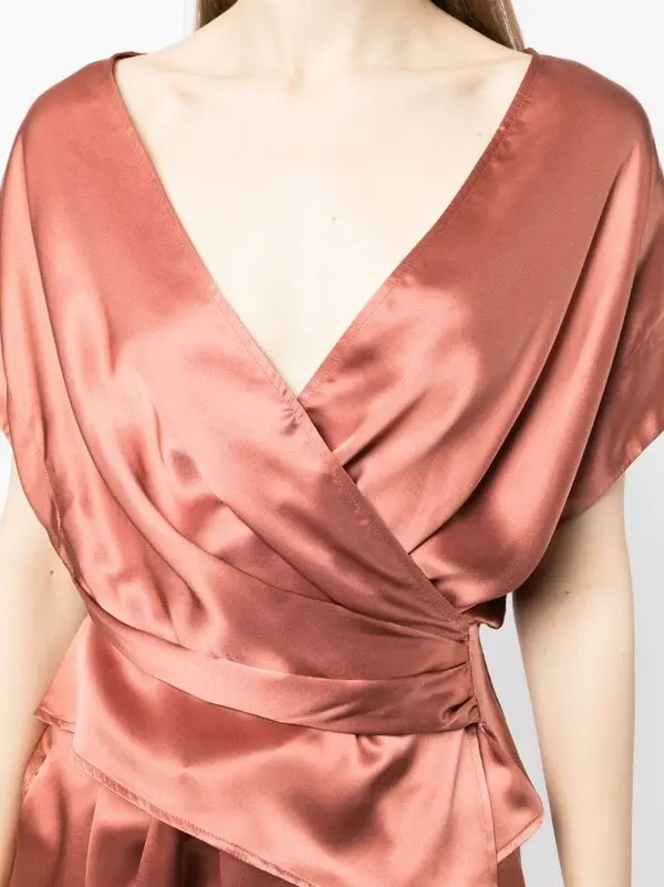 Michelle Mason Open-neck Top - Brown