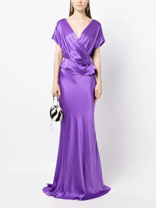 Michelle Mason Open-neck Top - Purple