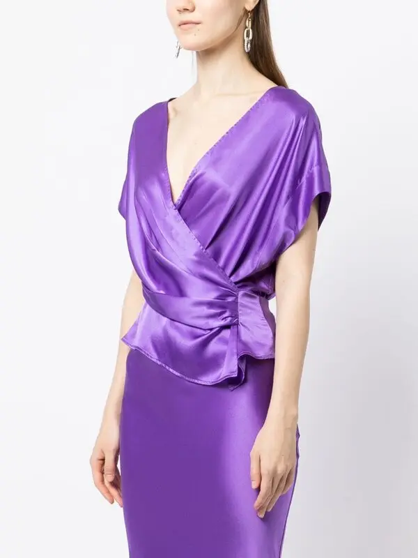 Michelle Mason Open-neck Top - Purple