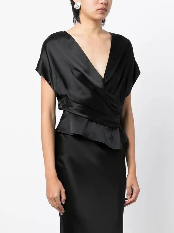 Michelle Mason Open-neck Top - Black