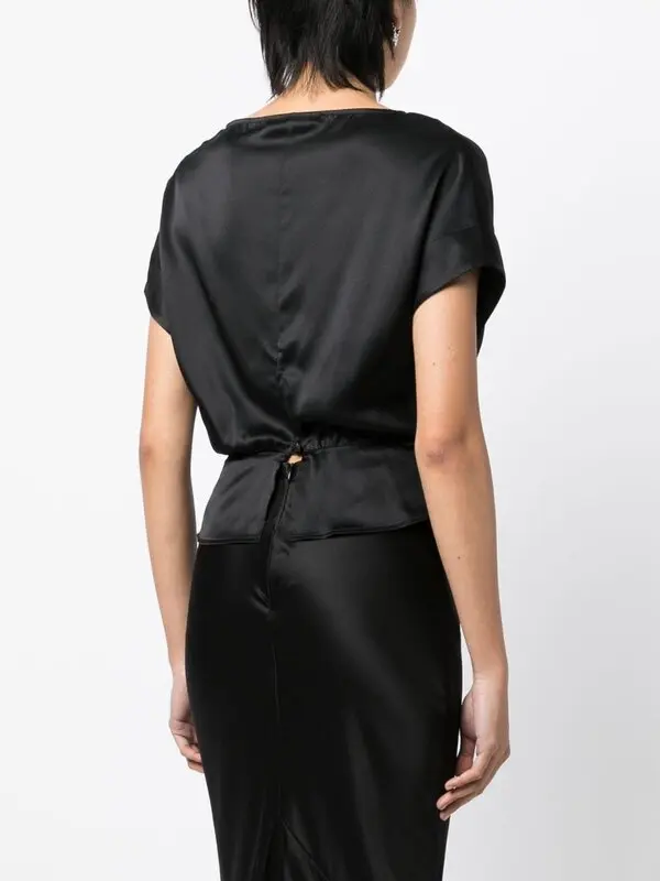 Michelle Mason Open-neck Top - Black