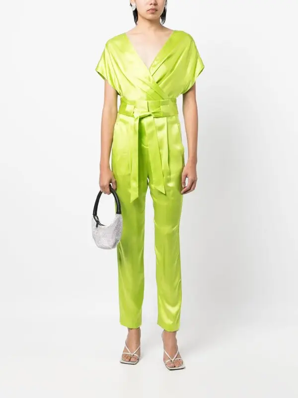 Michelle Mason Open-neck Top - Green