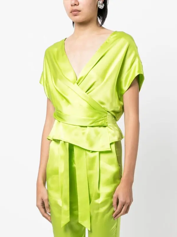 Michelle Mason Open-neck Top - Green