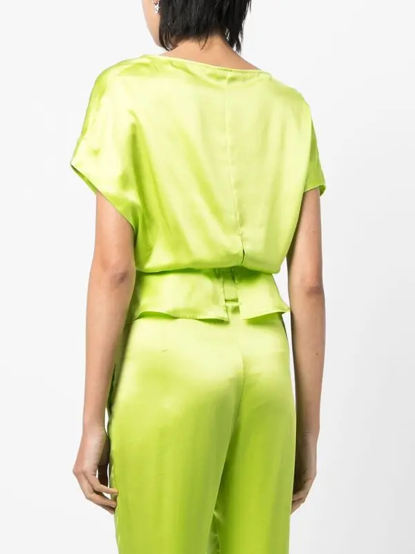 Michelle Mason Open-neck Top - Green