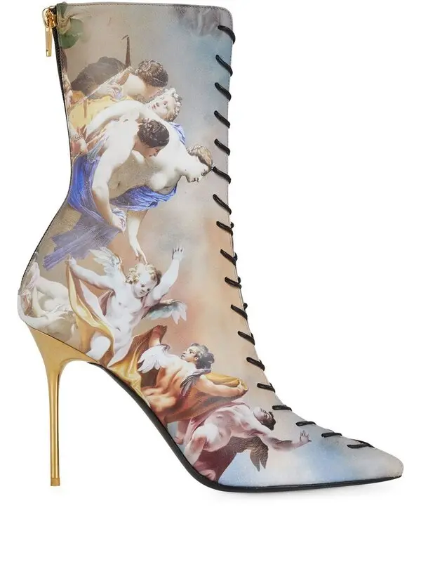 Balmain Graphic-print Ankle Boots