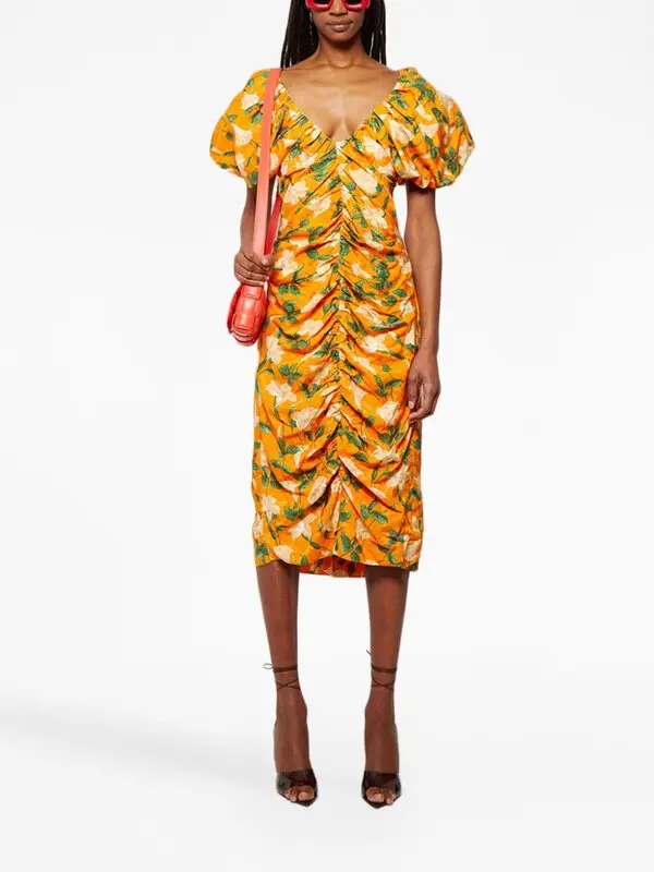 Agua Bendita Floral-print Ruched Dress