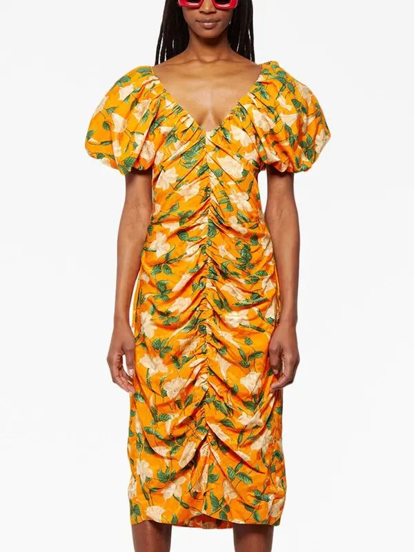 Agua Bendita Floral-print Ruched Dress