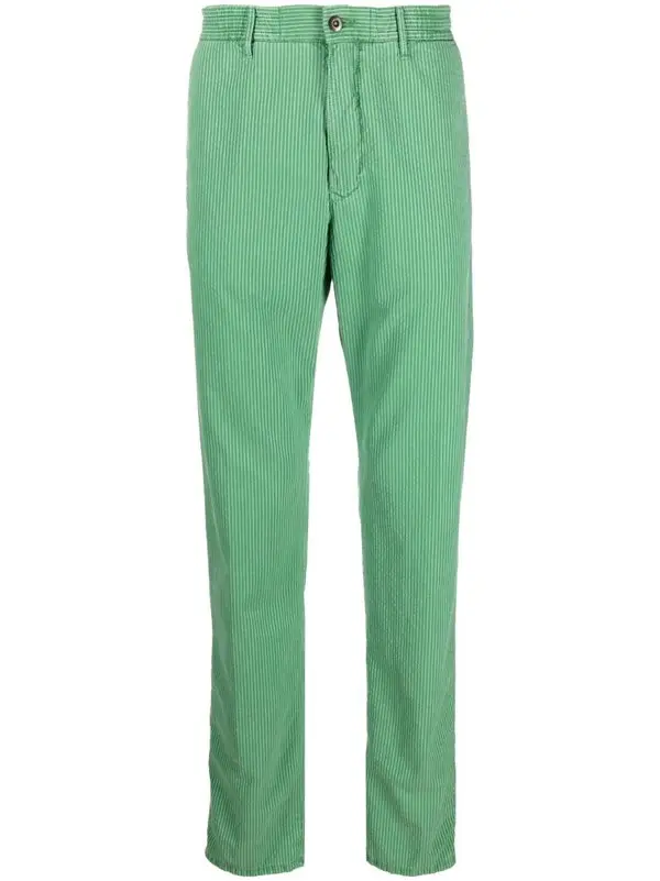 Incotex Striped Straight-leg Trousers - Green