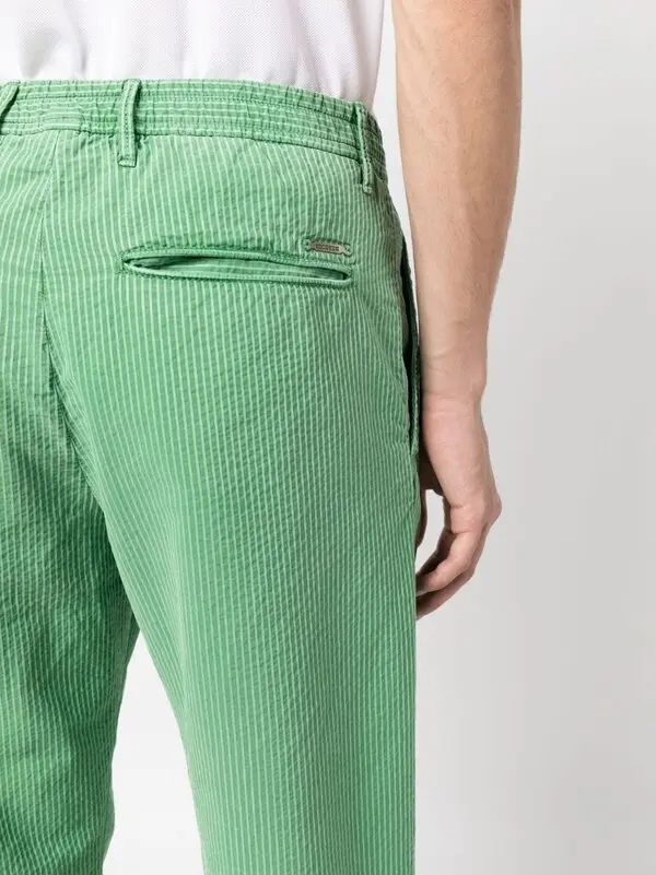 Incotex Striped Straight-leg Trousers - Green