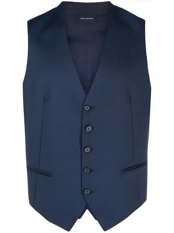 Tagliatore Virgin Wool Waistcoat - Blue