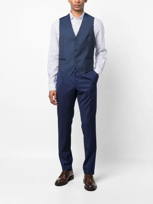 Tagliatore Virgin Wool Waistcoat - Blue