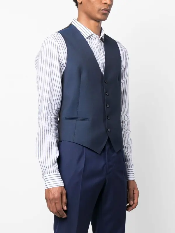 Tagliatore Virgin Wool Waistcoat - Blue