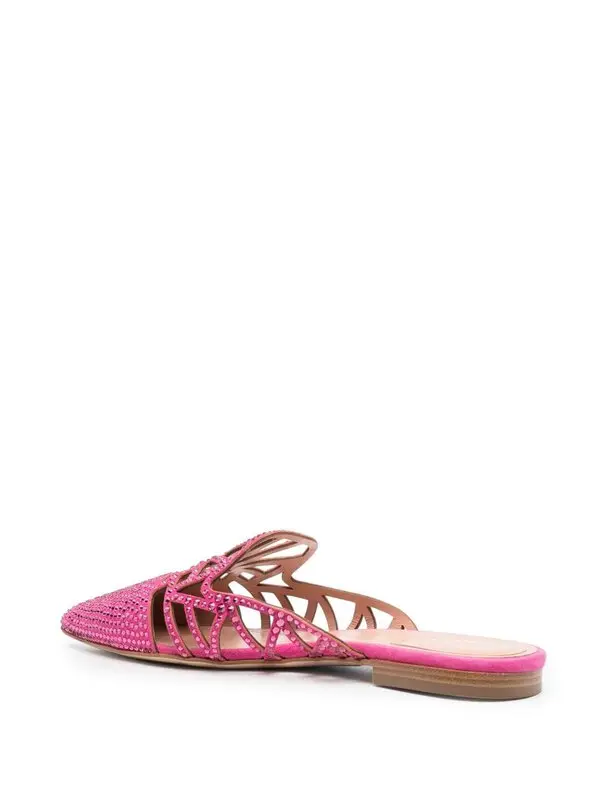 Alberta Ferretti Pointed-toe Crystal-embellished Mules