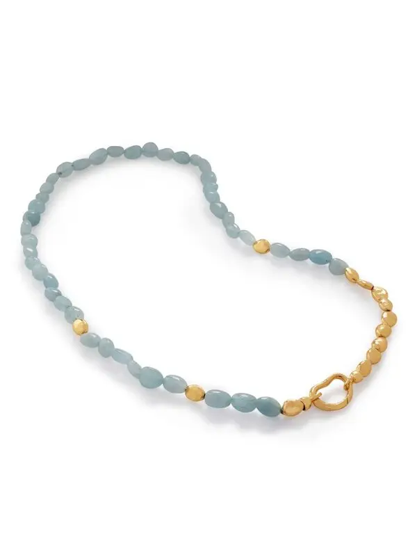 Monica Vinader Rio Aquamarine Beaded Necklace - Gold
