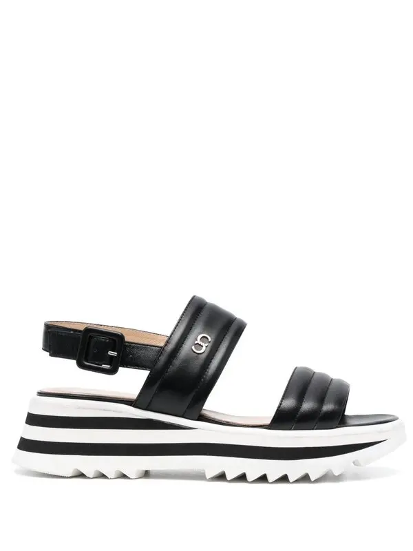 Casadei Logo-print Wedge Sandals - Black
