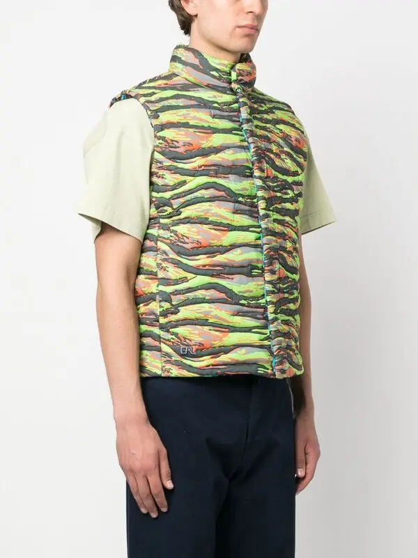 ERL Camouflage-print Quilted Puffer Gilet - Green
