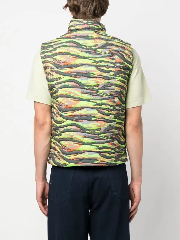 ERL Camouflage-print Quilted Puffer Gilet - Green