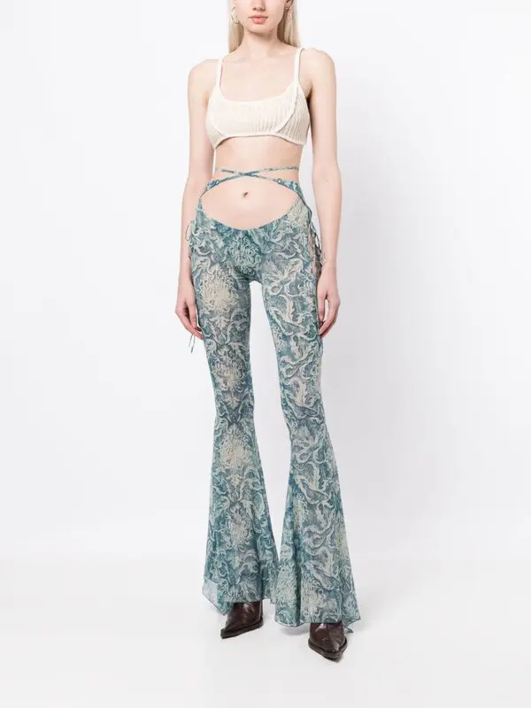 KNWLS Glimmer Graphic-print Flared Trousers