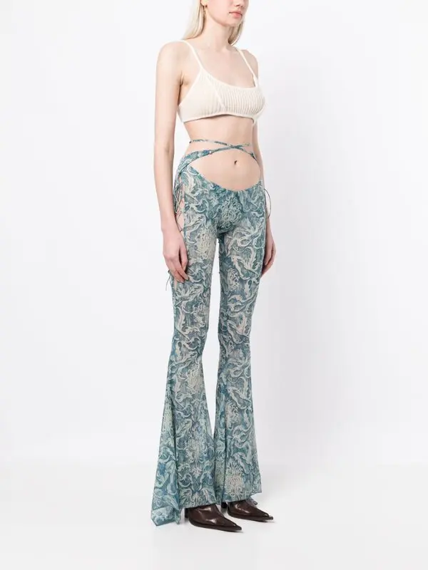 KNWLS Glimmer Graphic-print Flared Trousers