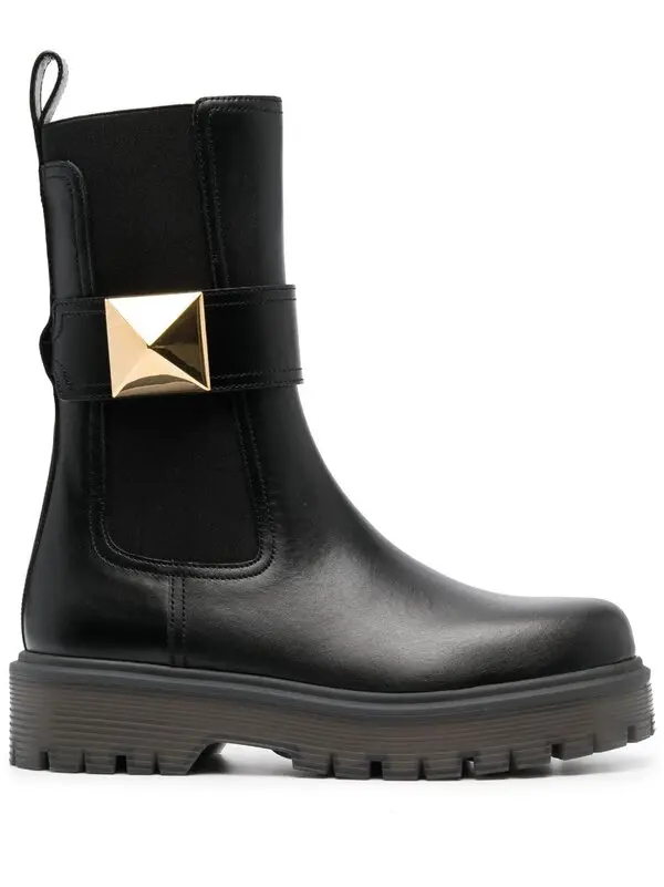 Valentino Garavani Stud-embellished Leather Boots