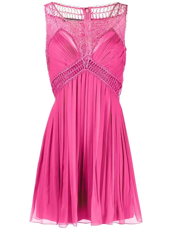Alberta Ferretti Embroidered Pleated Silk-chiffon Minidress