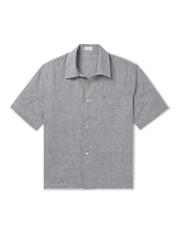 DE PETRILLO Houndstooth Linen Shirt