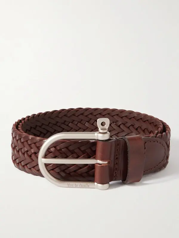 BLEU DE CHAUFFE 3.5cm Woven Leather Belt - Brown