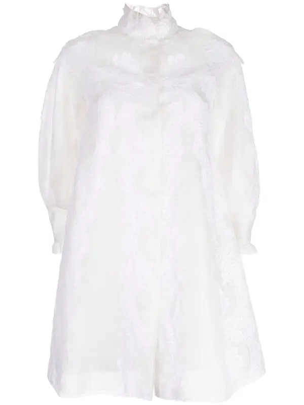 Shiatzy Chen Lace Organza Single-breasted Coat