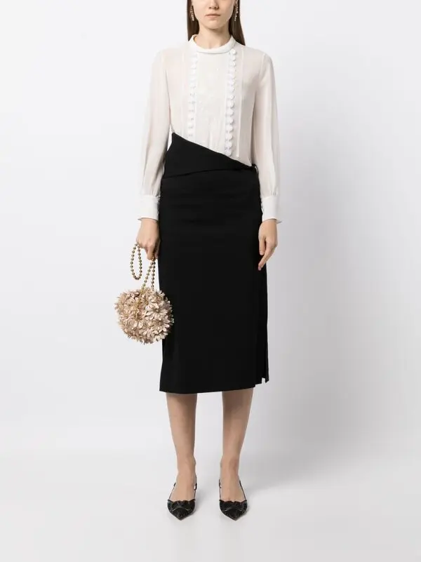 Shiatzy Chen Mulberry Silk Lace-appliqué Shirt