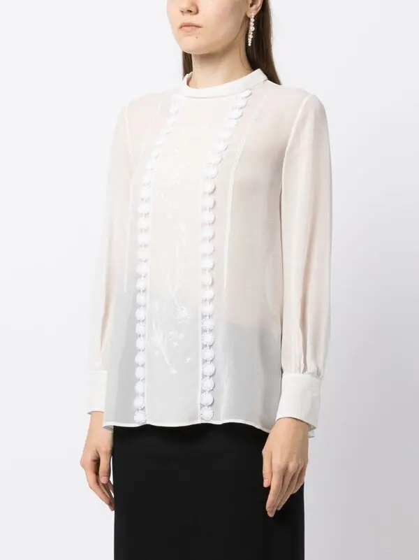 Shiatzy Chen Mulberry Silk Lace-appliqué Shirt