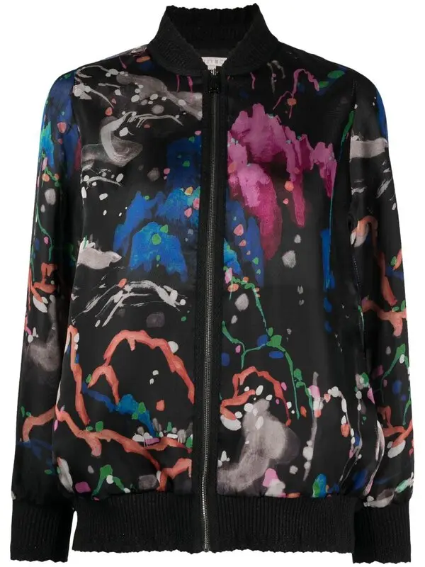 Shiatzy Chen Printed Silk Bomber Jacket