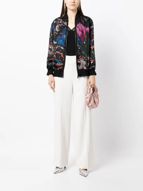 Shiatzy Chen Printed Silk Bomber Jacket