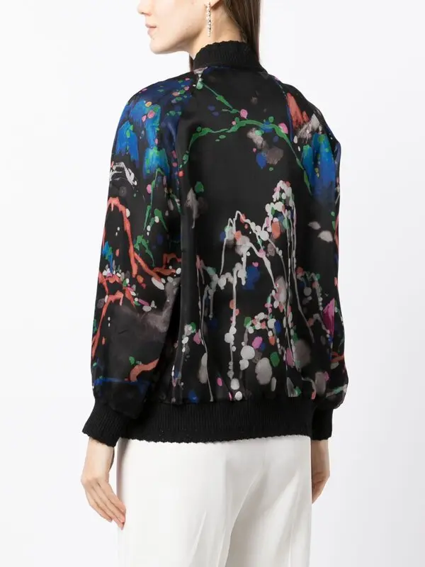 Shiatzy Chen Printed Silk Bomber Jacket