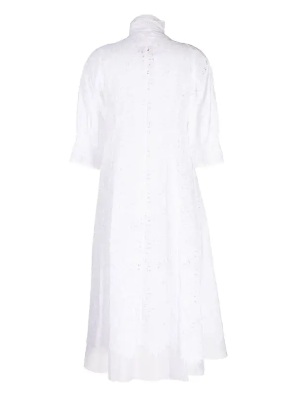 Shiatzy Chen Cotton Organza Sheer Lace Long Coat - White