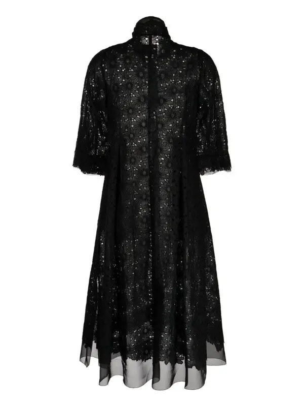 Shiatzy Chen Sheer Lace Cotton Long Coat - Black
