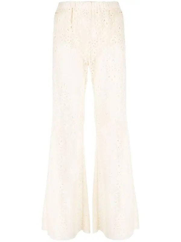 FORTE_FORTE Sheer Lace Flared Trousers