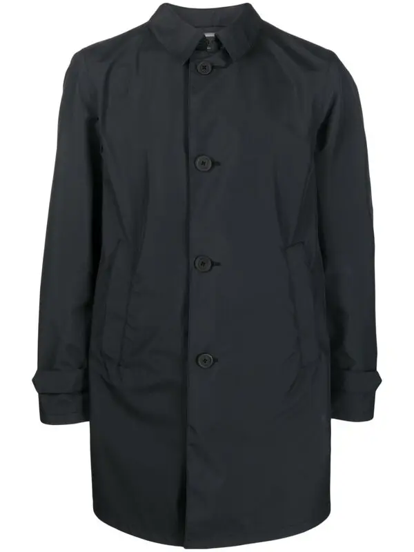 Herno Single-breasted Mid-length Raincoat - Black