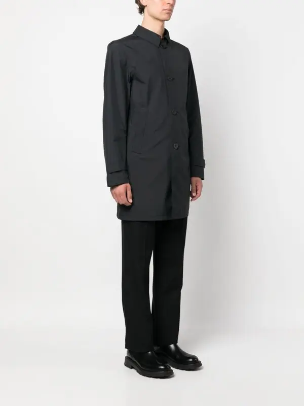 Herno Single-breasted Mid-length Raincoat - Black