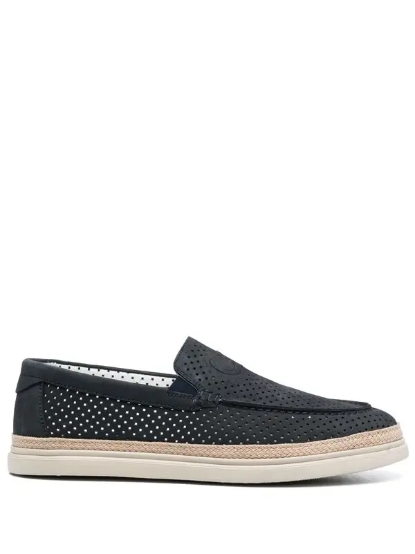 Casadei Nabuk Perforated-leather Espadrilles - Blue
