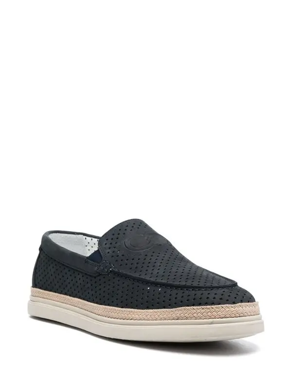 Casadei Nabuk Perforated-leather Espadrilles - Blue