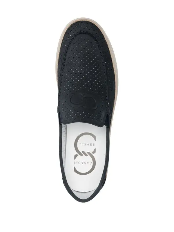 Casadei Nabuk Perforated-leather Espadrilles - Blue