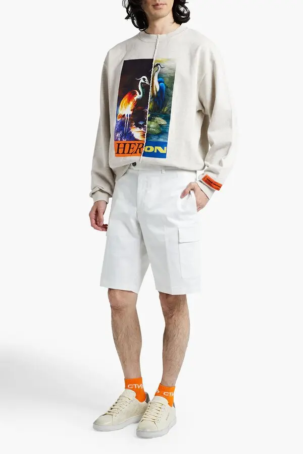 Heron Preston Mélange French Cotton Terry Sweatshirt With Embroidered Logo Appliqu