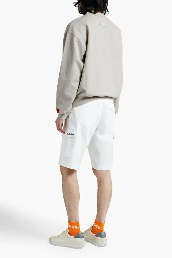 Heron Preston Mélange French Cotton Terry Sweatshirt With Embroidered Logo Appliqu
