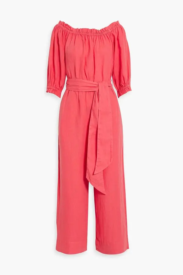 Joie Josepha Cropped Linen Jumpsuit - Coral