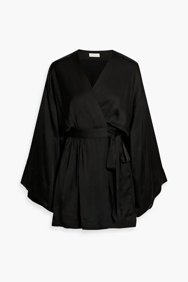 Dries Van Noten Satin Mini Wrap Dress - Black